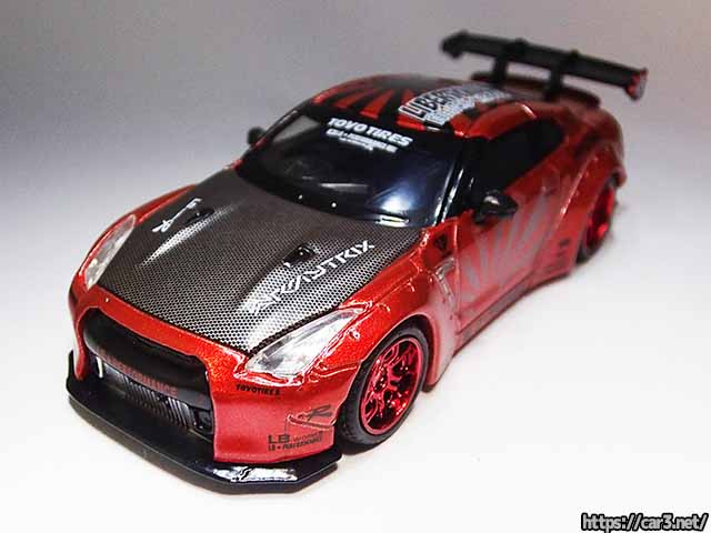 MINI GTの1/64LB★WORKS 日産R35 GT-Rはホイールまでキャンディレッド | 車×3（轟Car3）